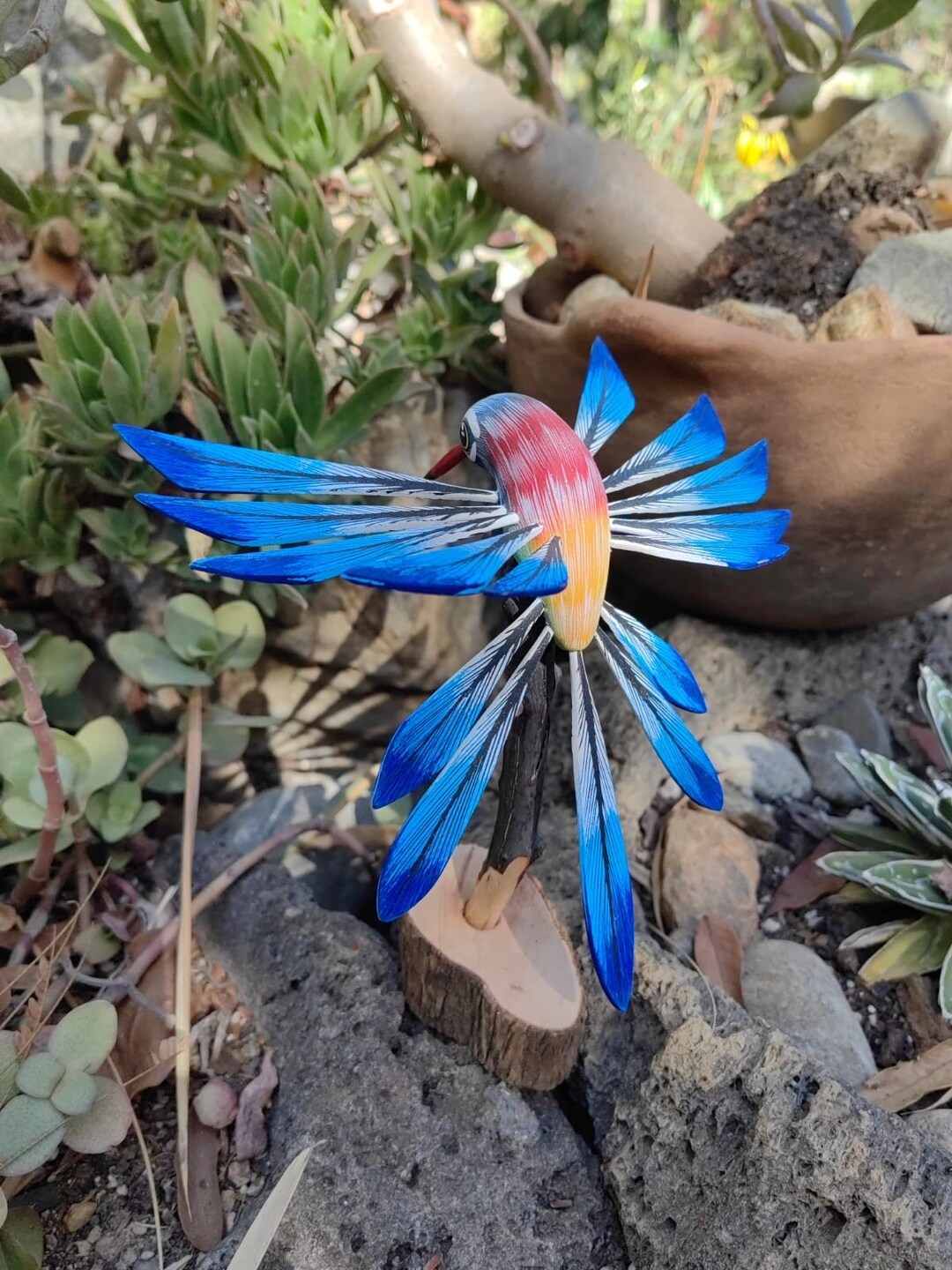 Hummingbird Statue With Stand Mexican Folk Art Alebrije Sculpture ...