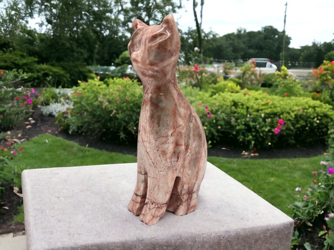 Cat Statue Cat Figurine Stone Cat Sculpture Cat Carving - Etsy