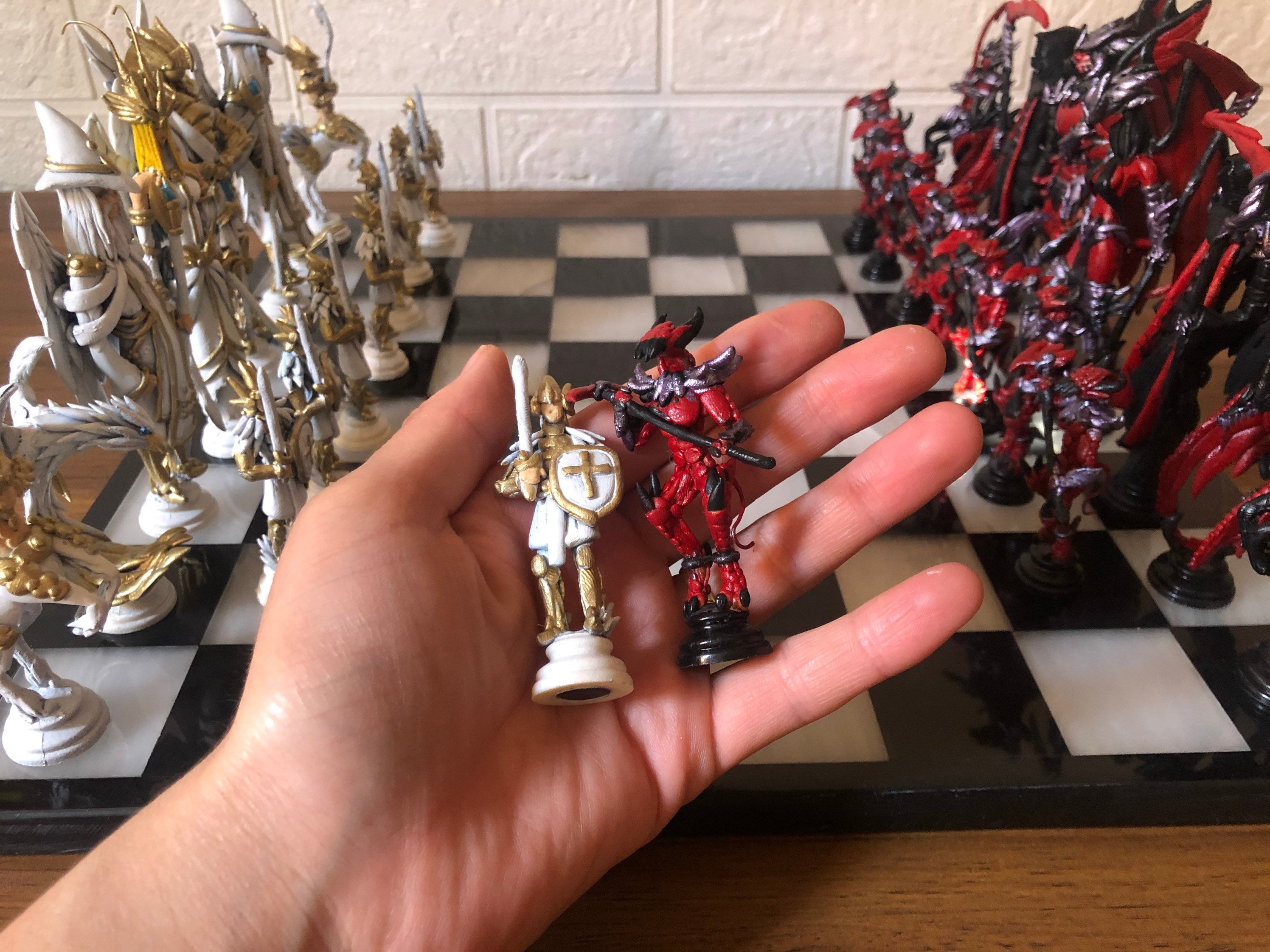 Devil Vs Angel Playing Chess