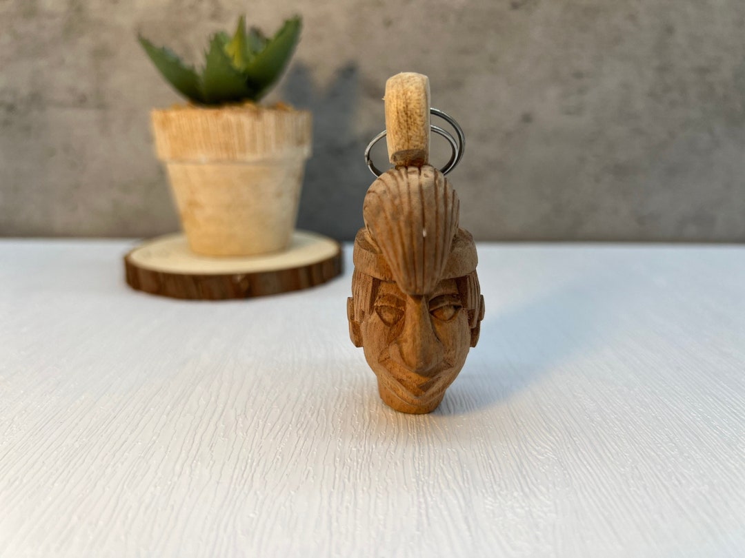 Mayan Wooden Keychain, Mexican Folk Art, Mexican Mask, Mayan Art, Mayan ...