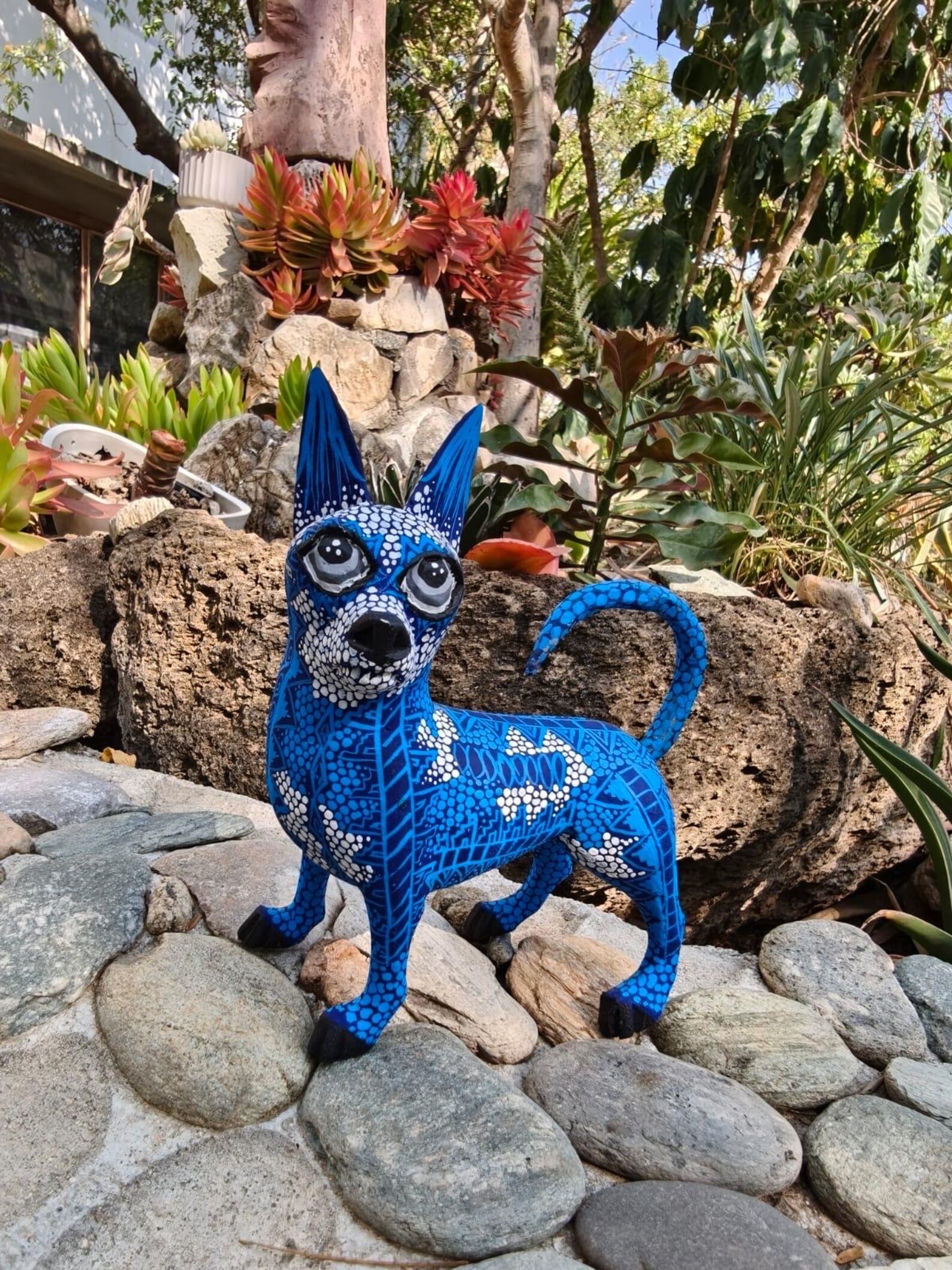 Dog Statue Folk Art Alebrije Sculpture, Wooden Chihuahua Mexican ...