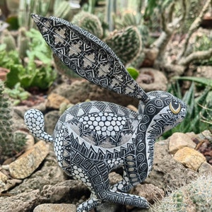 Rabbit Statue Mexican Folk Art Alebrije Sculpture, Wooden Bunny ...