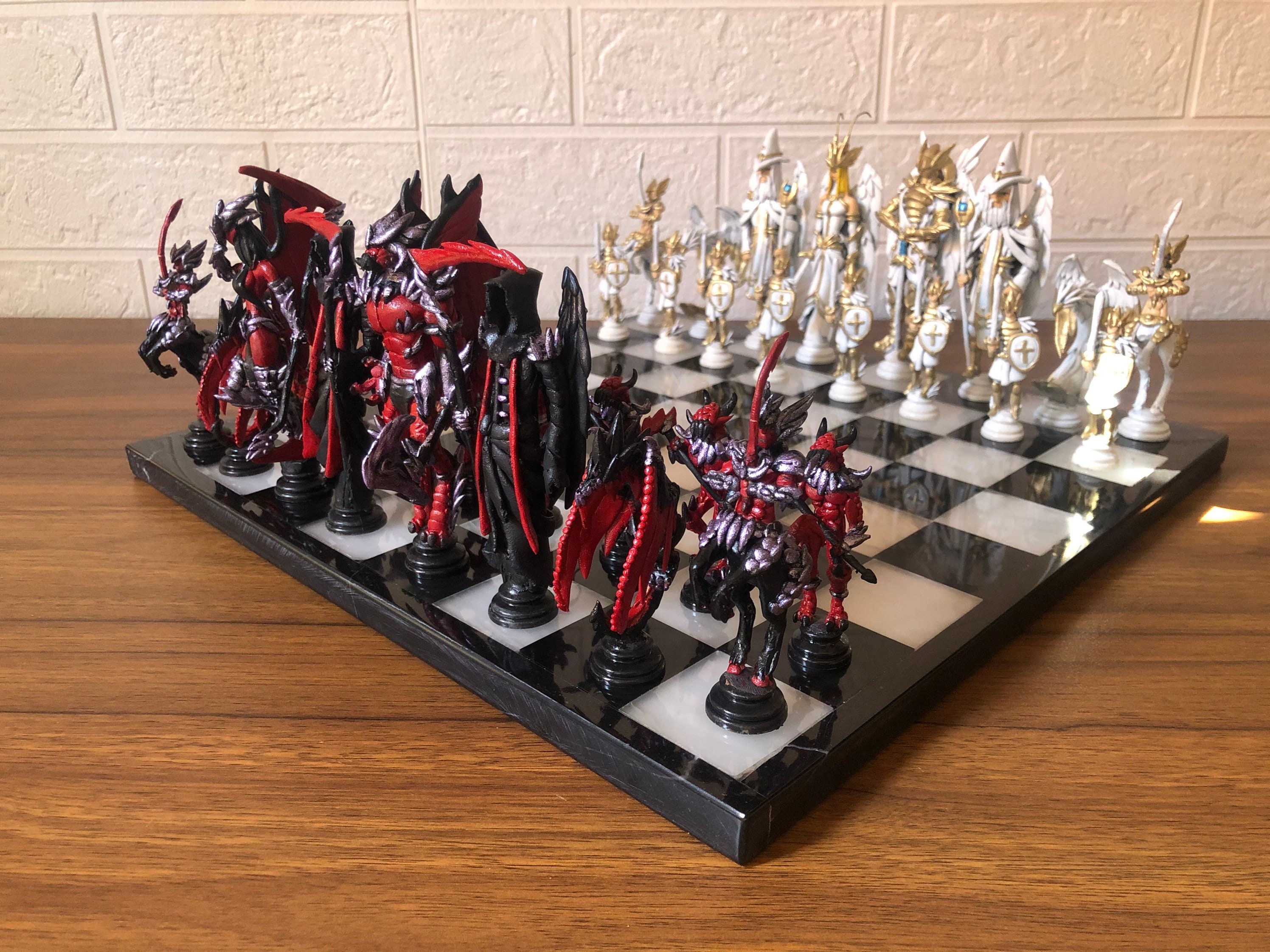 Demon Vs Angel Playing Chess