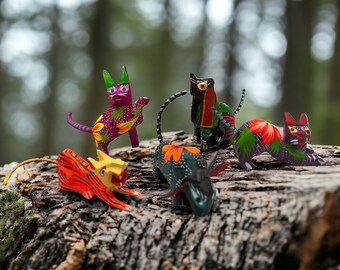 5 Mini Alebrijes Well Detailed Figurines Mexican Folk Art Alebrije ...