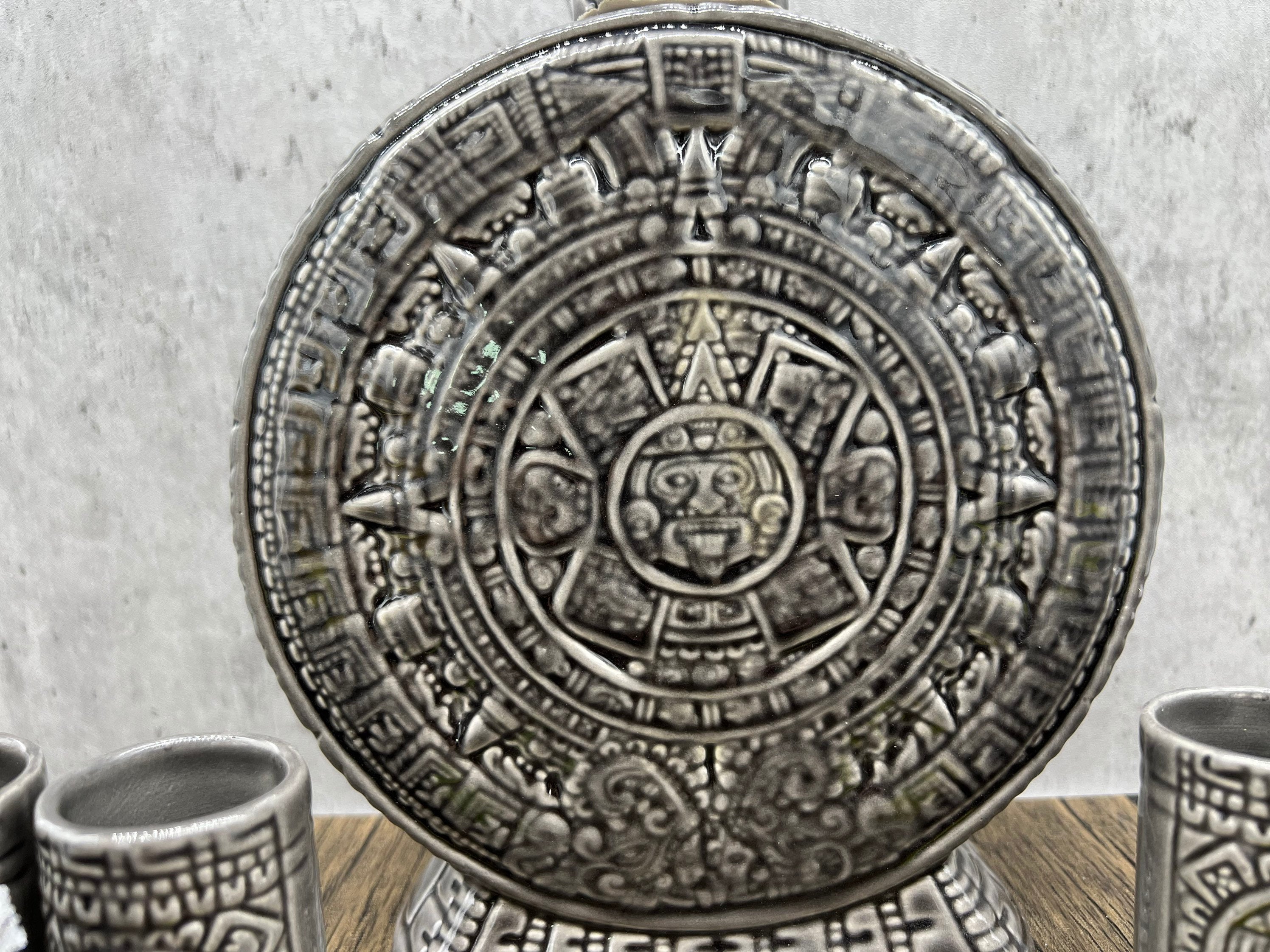Gray Ceramic Aztec Calendar Tequila Shot Glass Guadalajara - Etsy