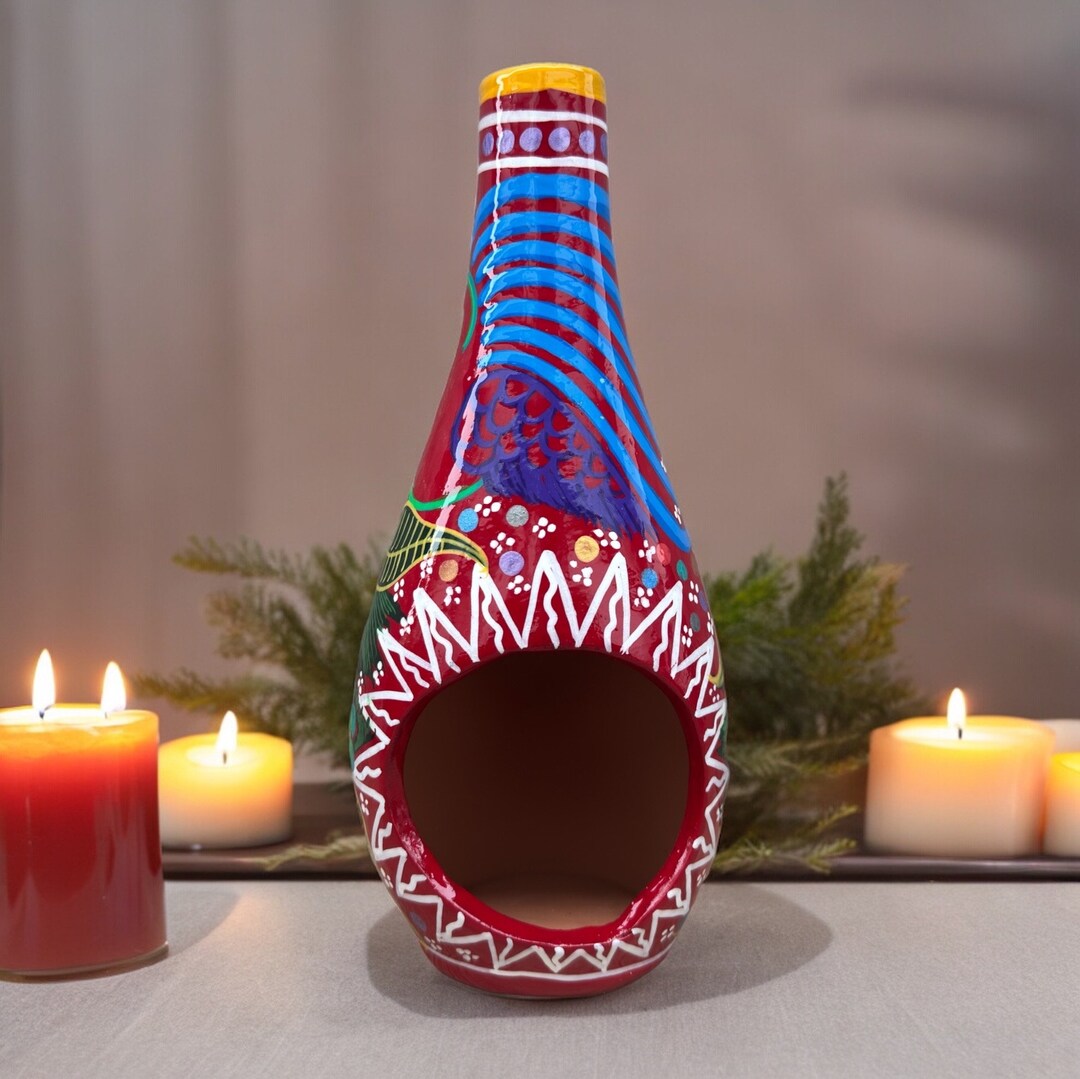 Mini Chimney Incense Burner Made of Clay Hand Painted Guerrero, Culture ...