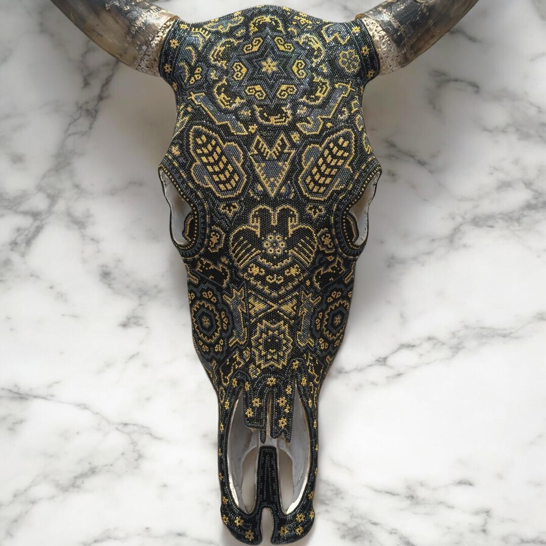 Bull Sculpture Huichol Statue of Mexican Folk Art, Cow Wixarika as A ...