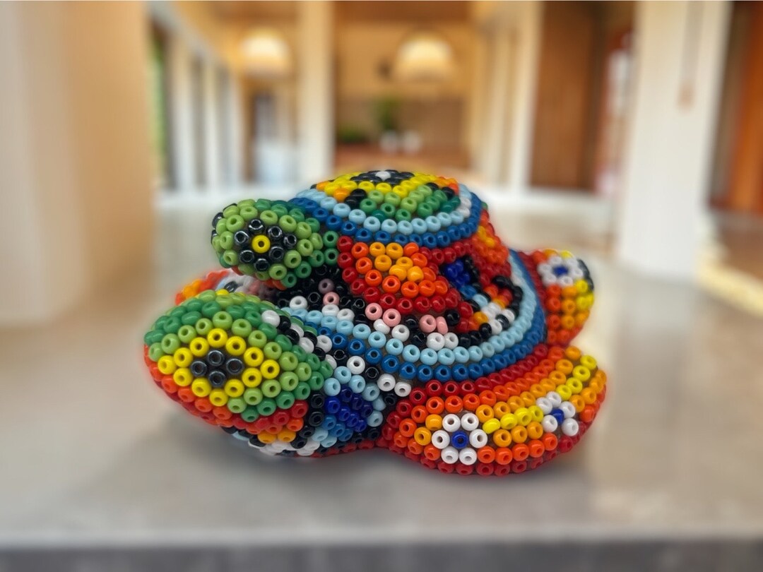 Turtle Statue Huichol Sculpture of Mexican Folk Art, Turtle Wixarika as ...