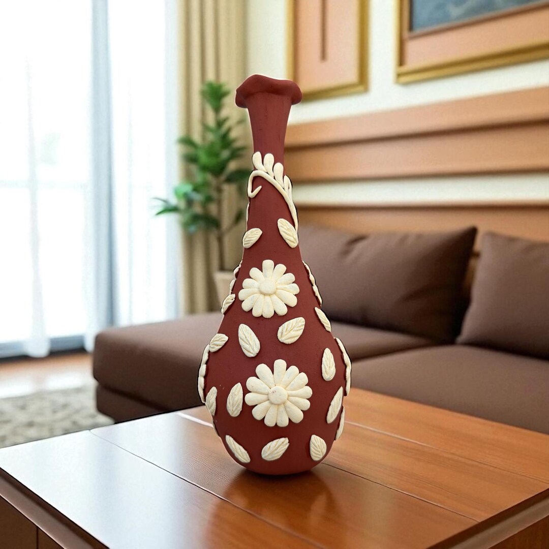 Embroidered Clay Vase From Oaxaca México Home Decor Handcrafted Jarron ...