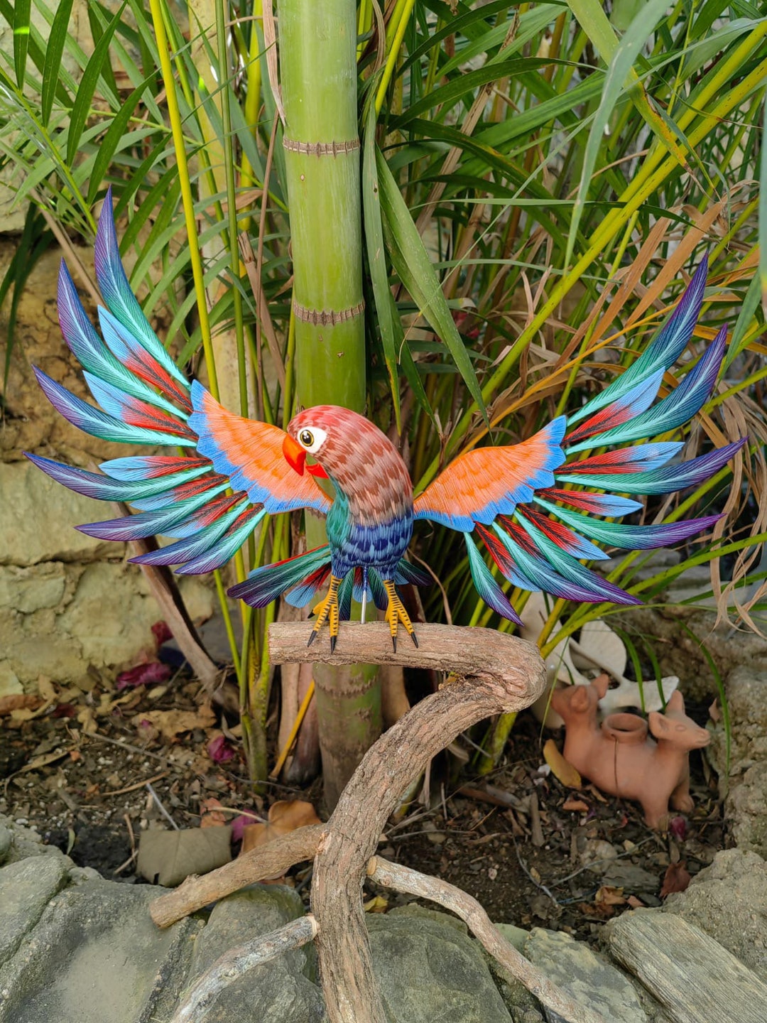 Parakeet Bird Statue Mexican Art Alebrije Sculpture Wooden - Etsy