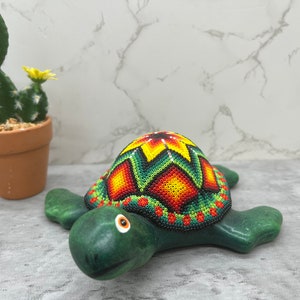 Turtle Statue Huichol Sculpture of Mexican Folk Art, Turtle Wixarika as ...