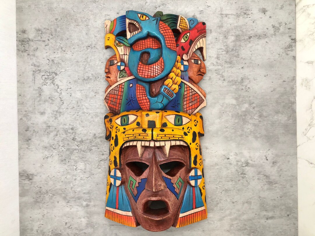 Prehispanic Wooden Mask, Mayan Culture, Mexican Wall Art, Hand Carved ...