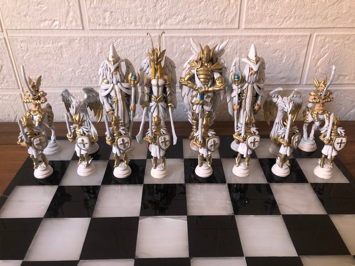 Angels Vs Demons Chess Set 11.81 X 11.81 Marble Chess - Etsy