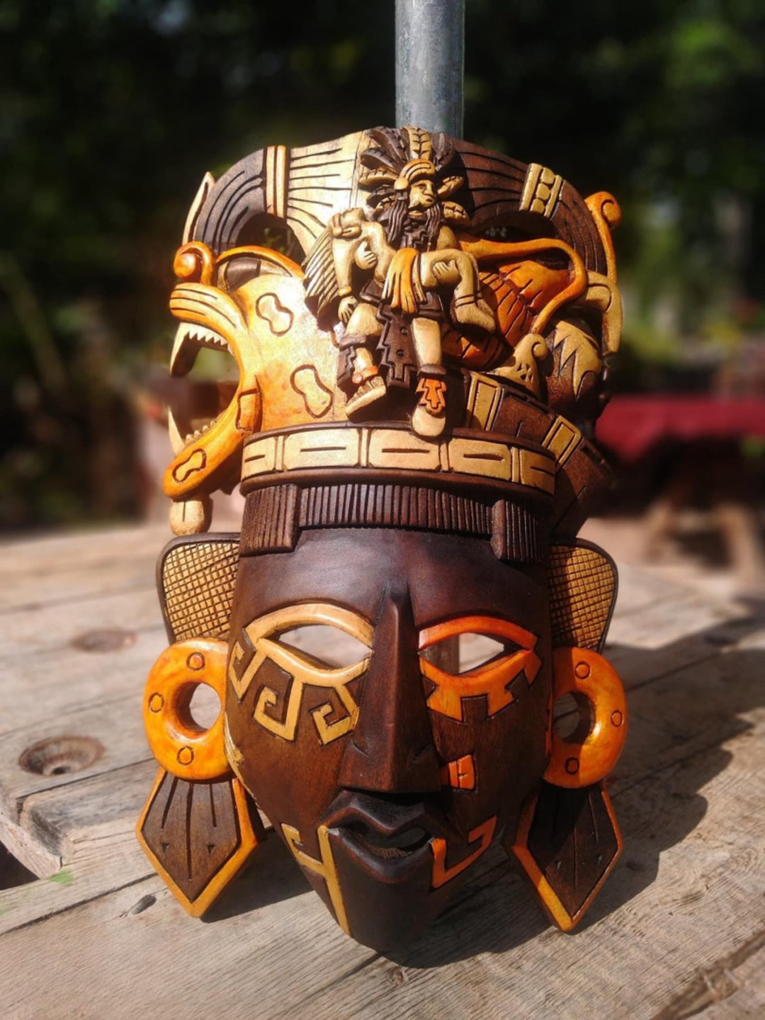 Prehispanic Wooden Mask, Mayan Culture, Mexican Wall Art, Hand Carved ...