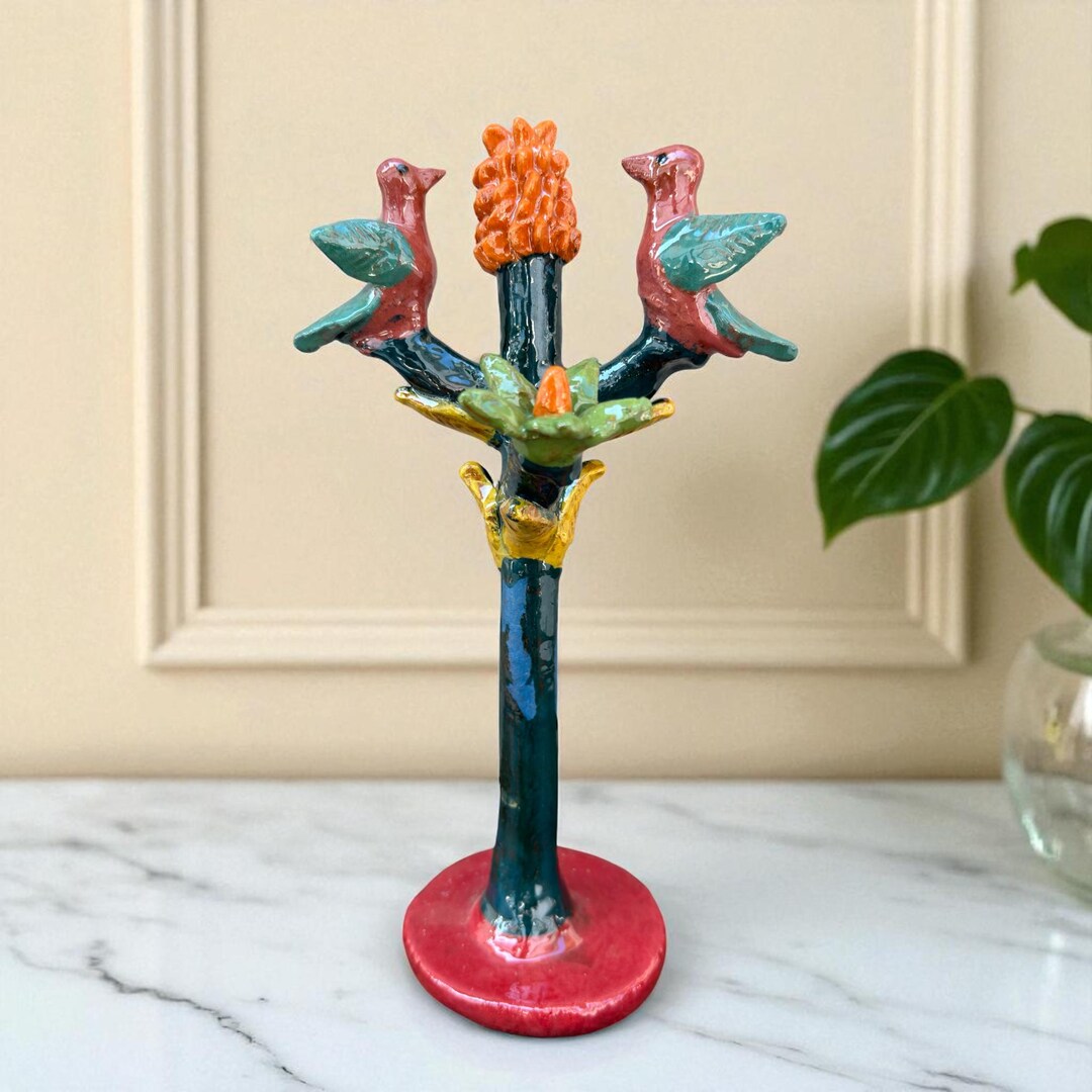 Mexican Tree of Life Sculpture, Hummingbird Folk Art, Handmade Clay ...