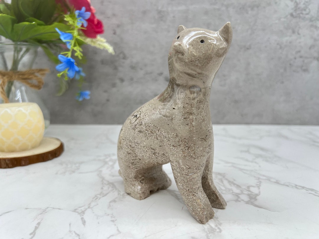 Marble Cat Statue Cat Figurine Stone Cat Sculpture Cat - Etsy