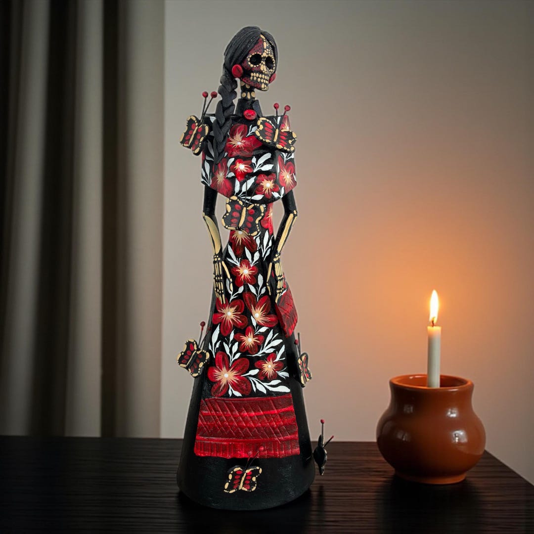 Catrina Skull Frida Kahlo Doll Michoacan Mexico Made by Artisans Day of ...