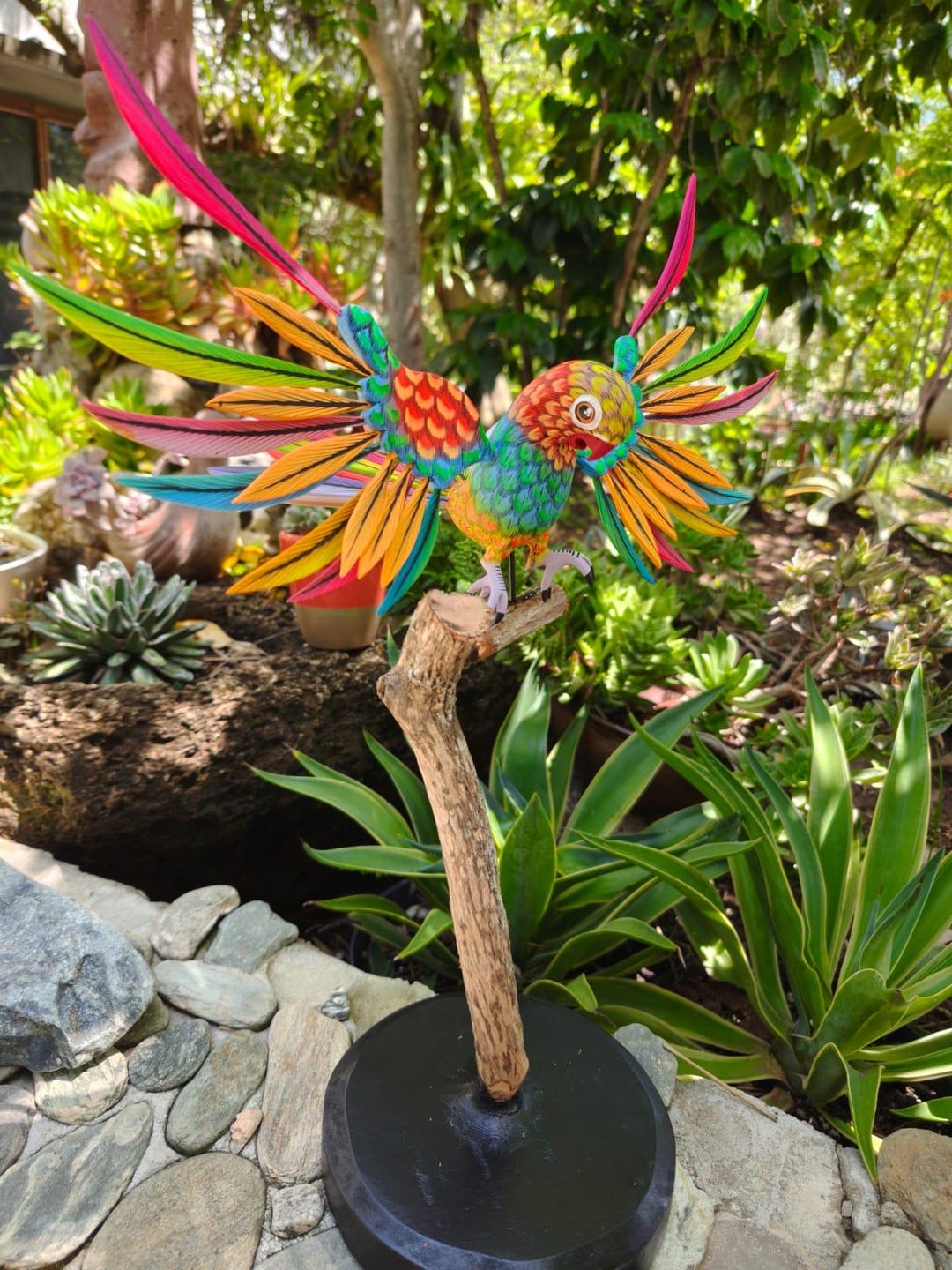 Parakeet Bird Statue Mexican Art Alebrije Sculpture, Wooden Parrot ...