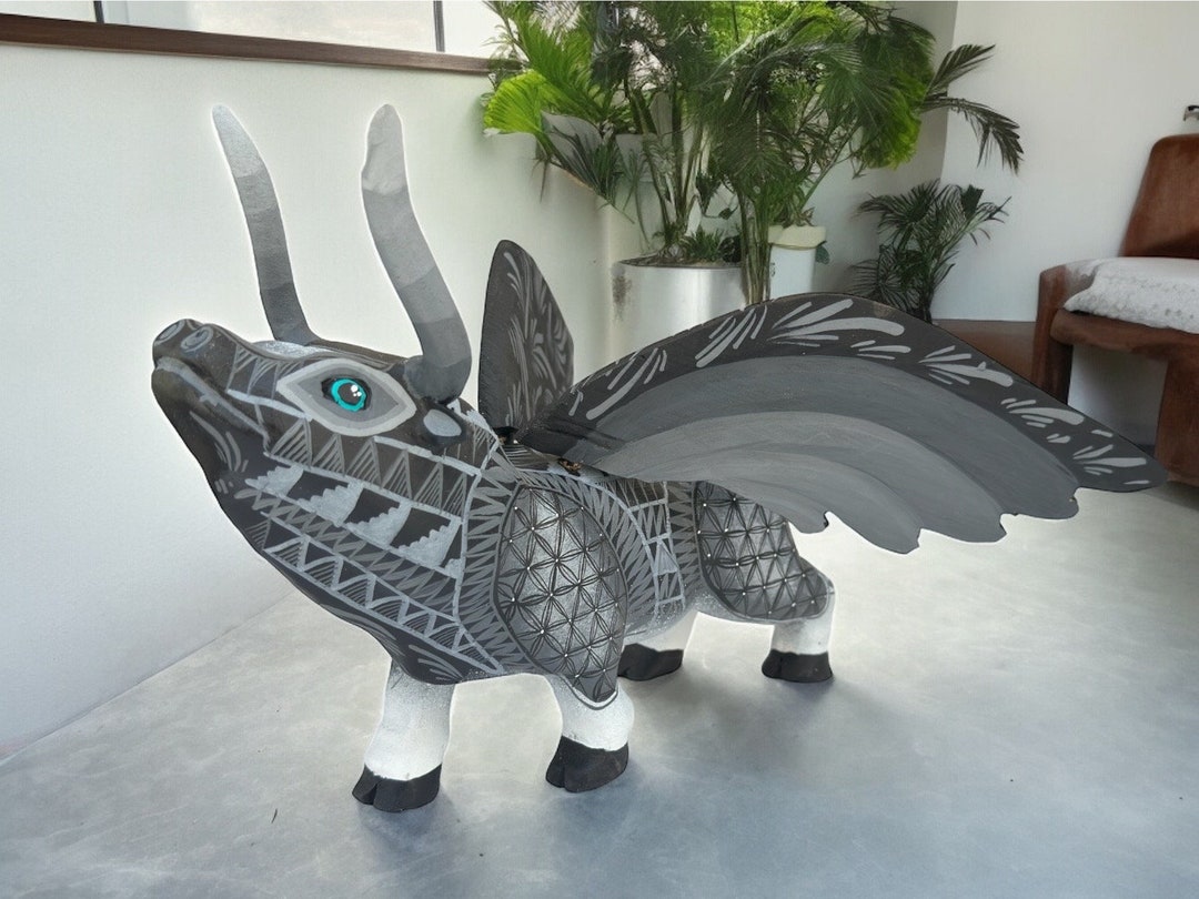 Large Bull Figurine Mexican Folk Art Alebrije Statue Wooden Authentic ...