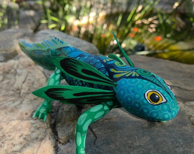 Axolotl Sculpture Mexican Folk Art Alebrije Figurine,ajolote Wooden as ...