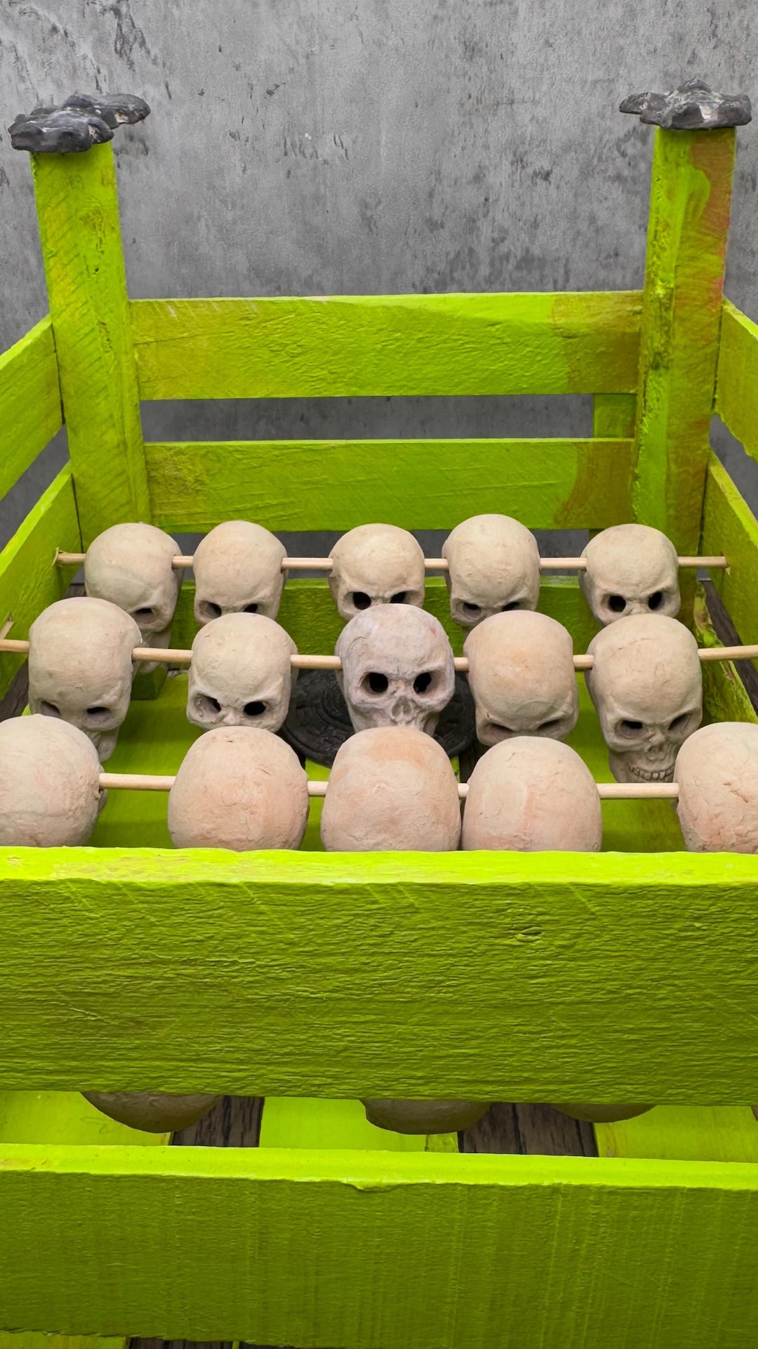 Tzompantli Skull Display, Mexican Folk Art Sculpture, Handmade Ritual ...