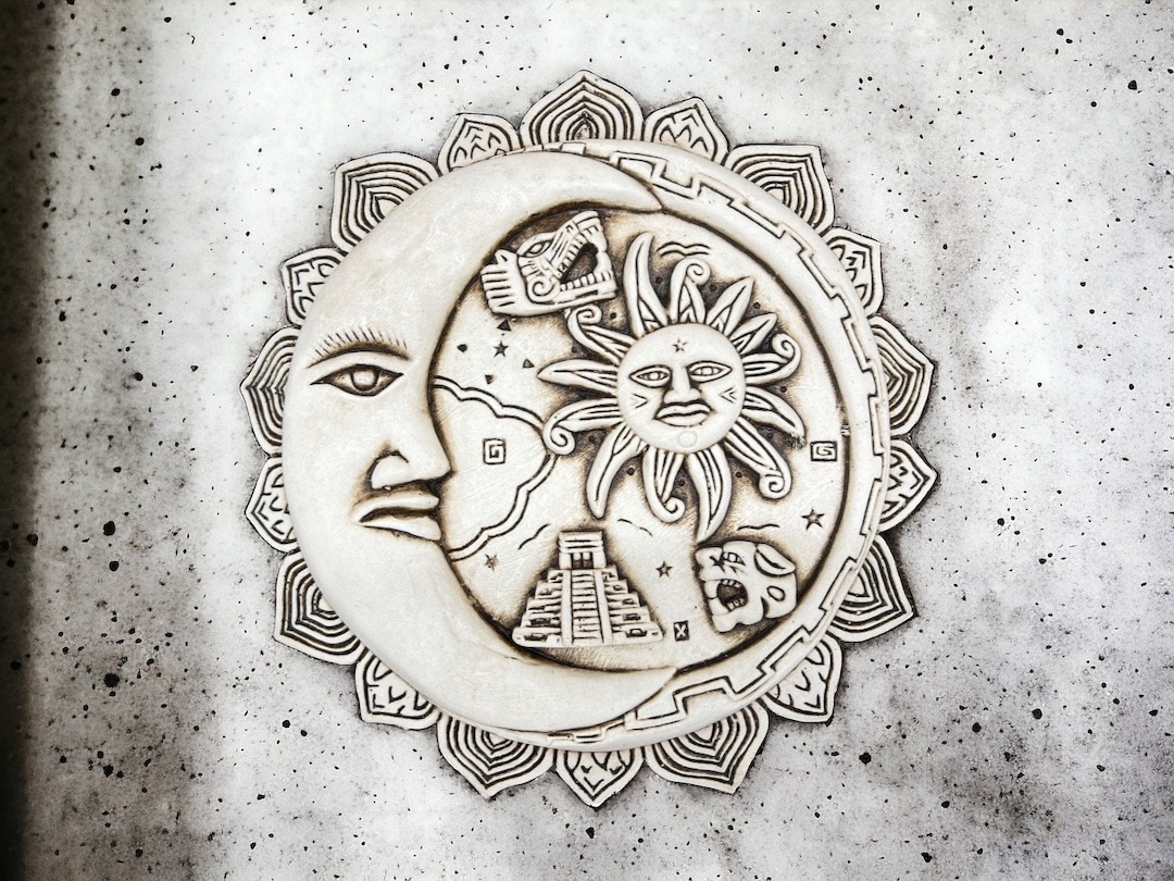 Sun and Moon Wall Art, Mexican Decoration, Mayan Wall Decor, Mayan Art ...