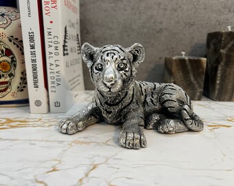 Silver Tiger Statue - Etsy
