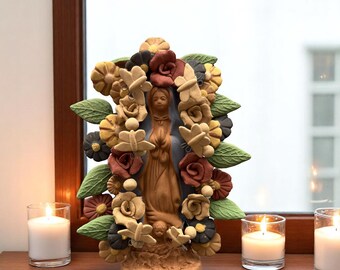 Virgin Mary Handmade Clay Piece, Virgen De Guadalupe Mexican Decoration ...