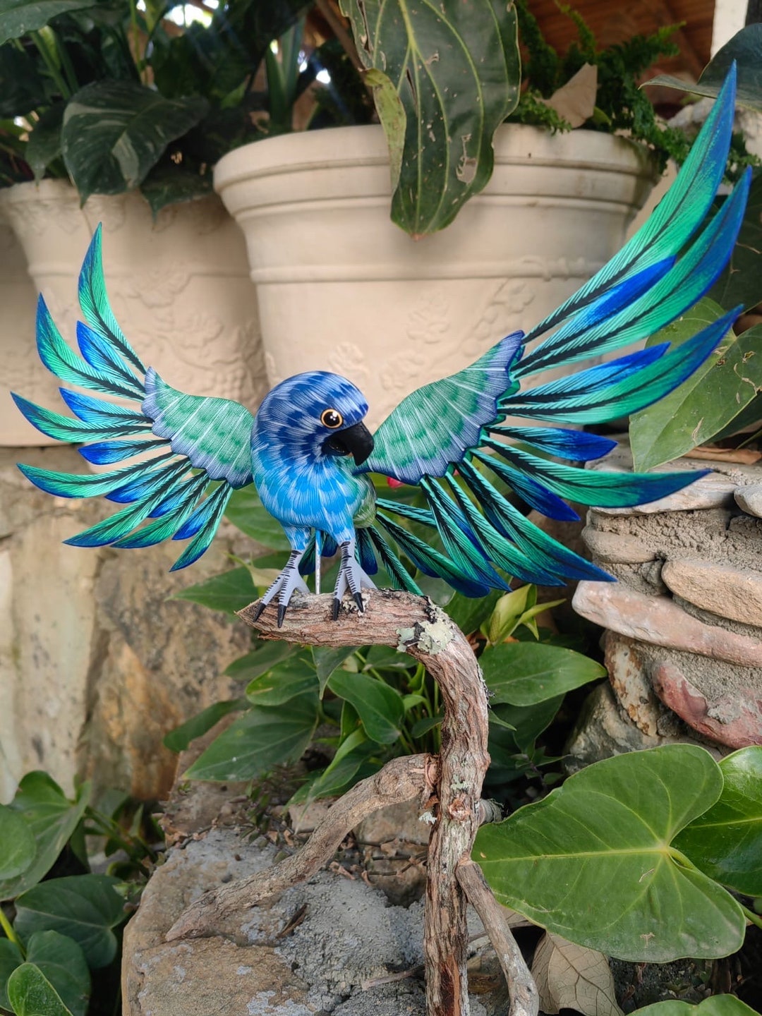 Parakeet Bird Statue Mexican Art Alebrije Sculpture, Wooden Parrot ...