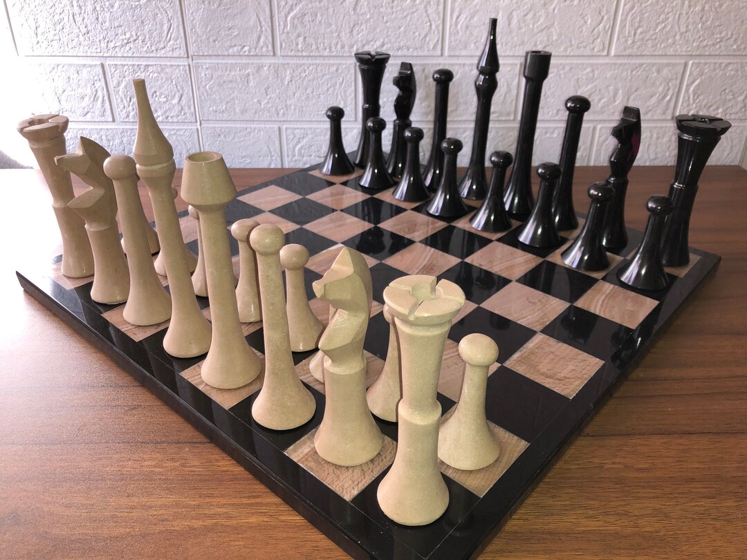XL LARGE Chess Set 16.53 X 16.53 Marble Chess Set in Black - Etsy