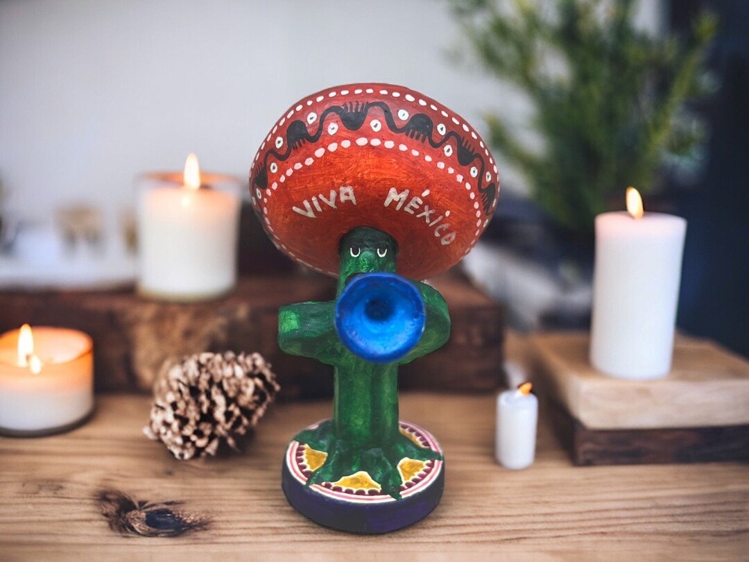 Musician Cactus Handcrafted Polychrome Vibrantly Painted, Authentic ...