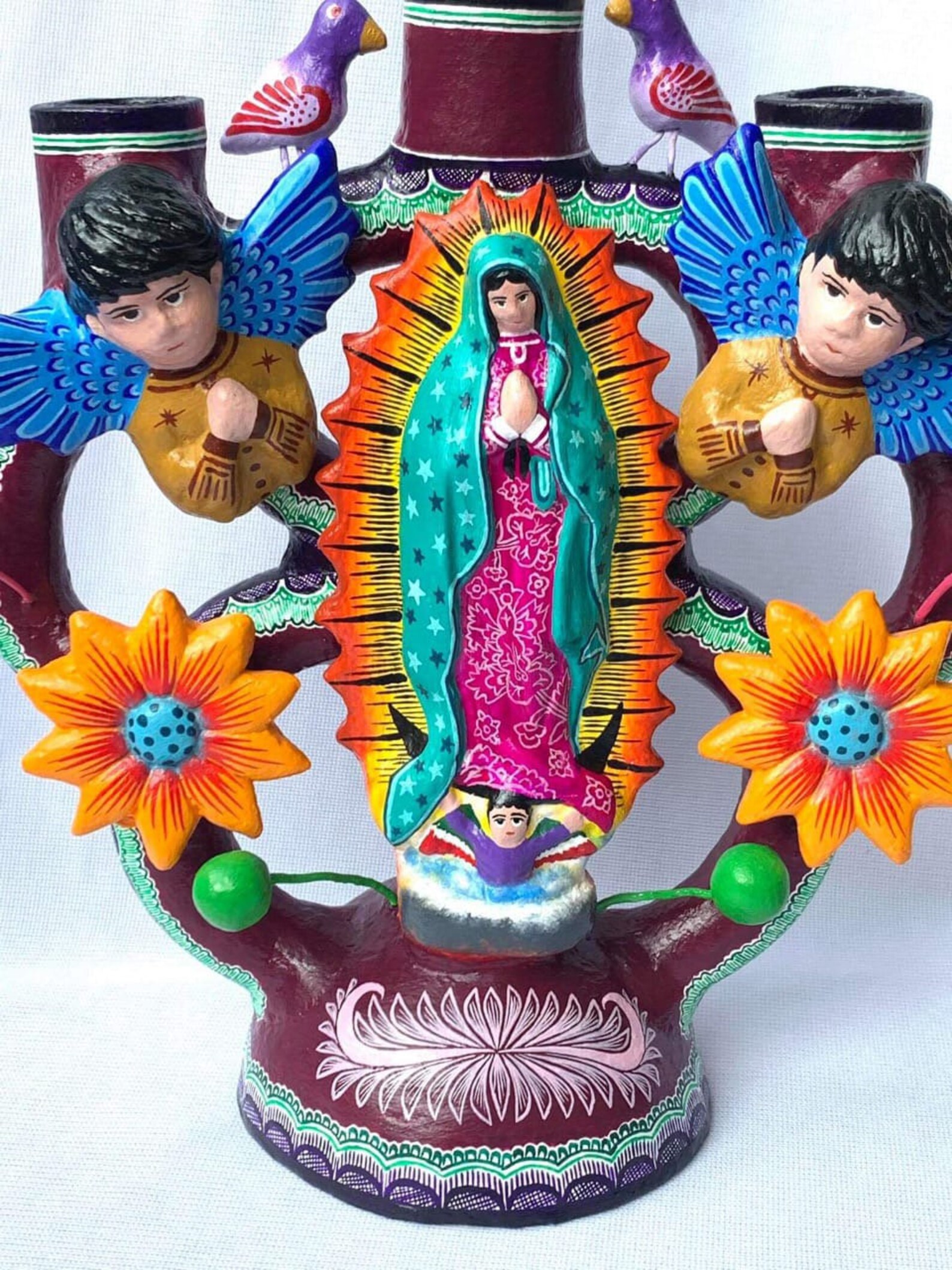 Virgin Mary Candle Holder Tree of Life Candelabra Arbol De - Etsy