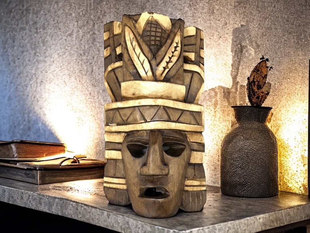 Prehispanic Wooden Mask, Mayan Culture, Mexican Wall Art, Hand Carved ...