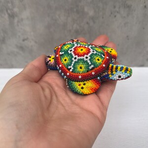 Turtle Statue Huichol Sculpture of Mexican Folk Art, Turtle Wixarika as ...