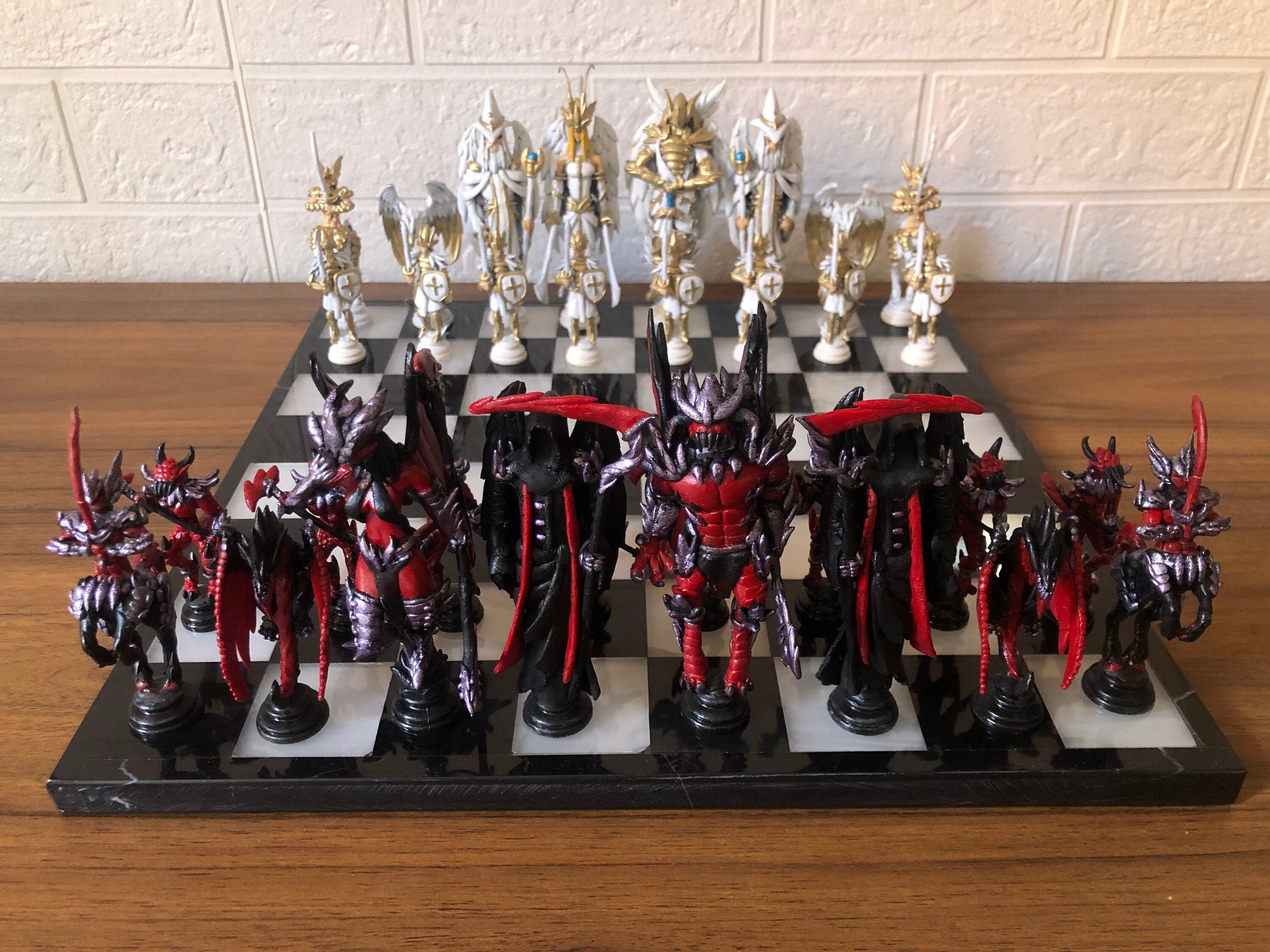 Angels Vs Demons Chess Set 11.81 X 11.81 Marble Chess - Etsy Australia