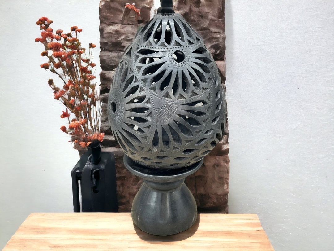 Big Egg Luminary of Black Clay From Oaxaca Mexico, Handmade and Elegant ...