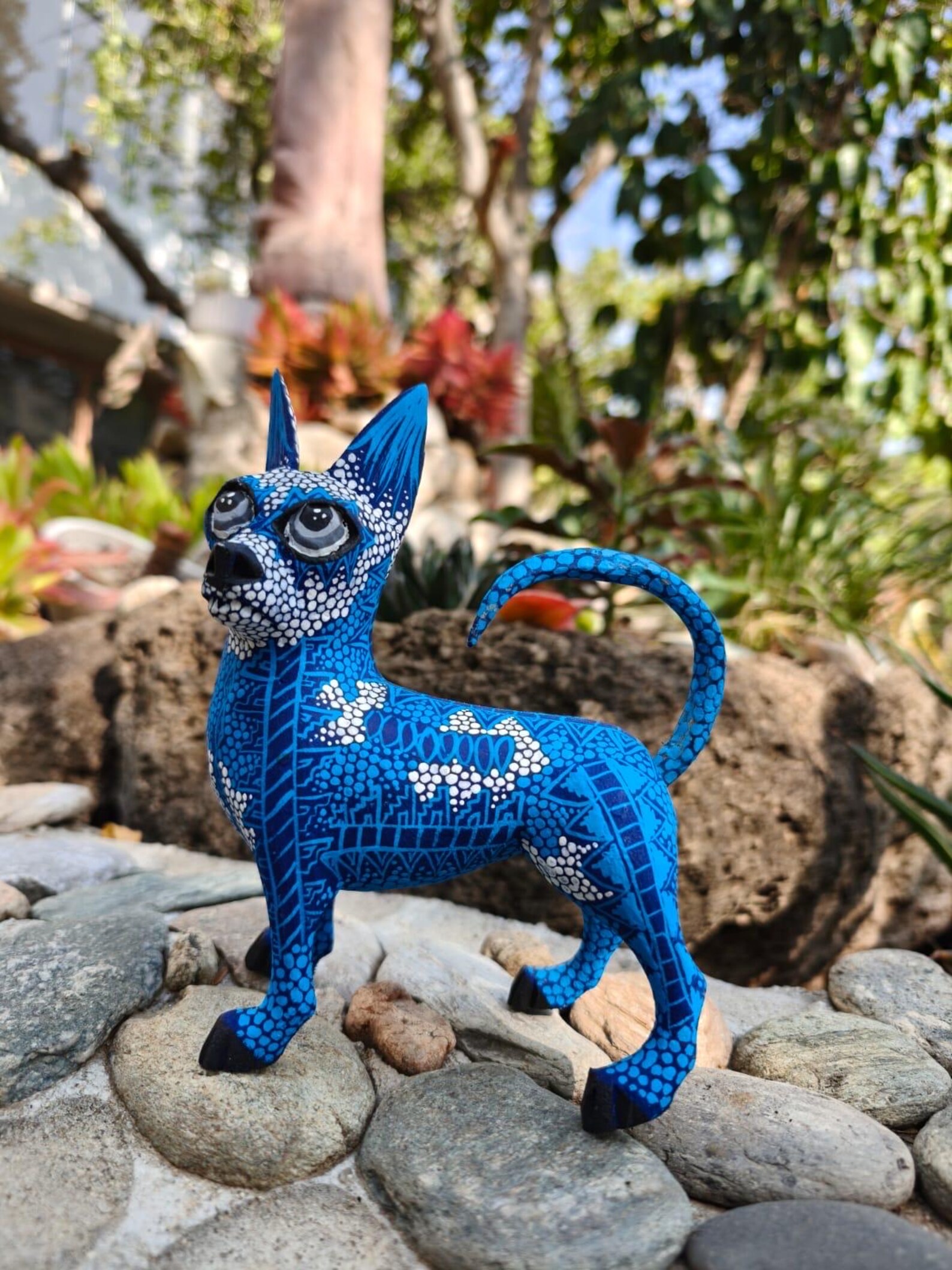 Dog Statue Folk Art Alebrije Sculpture, Wooden Chihuahua Mexican ...