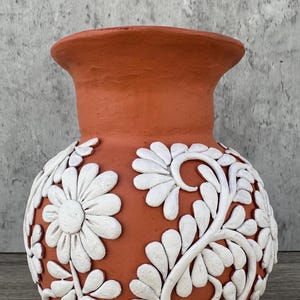 Embroidered Clay Vase From Oaxaca México Home Decor Handcrafted Jarron ...