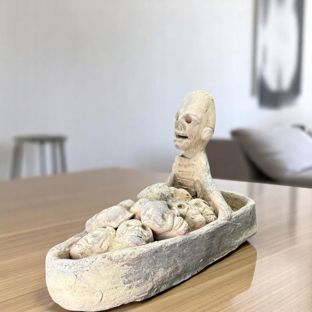 Mictlan Handcrafted Mexican Clay Sculpture of Mictlantecuhtli, Aztec ...