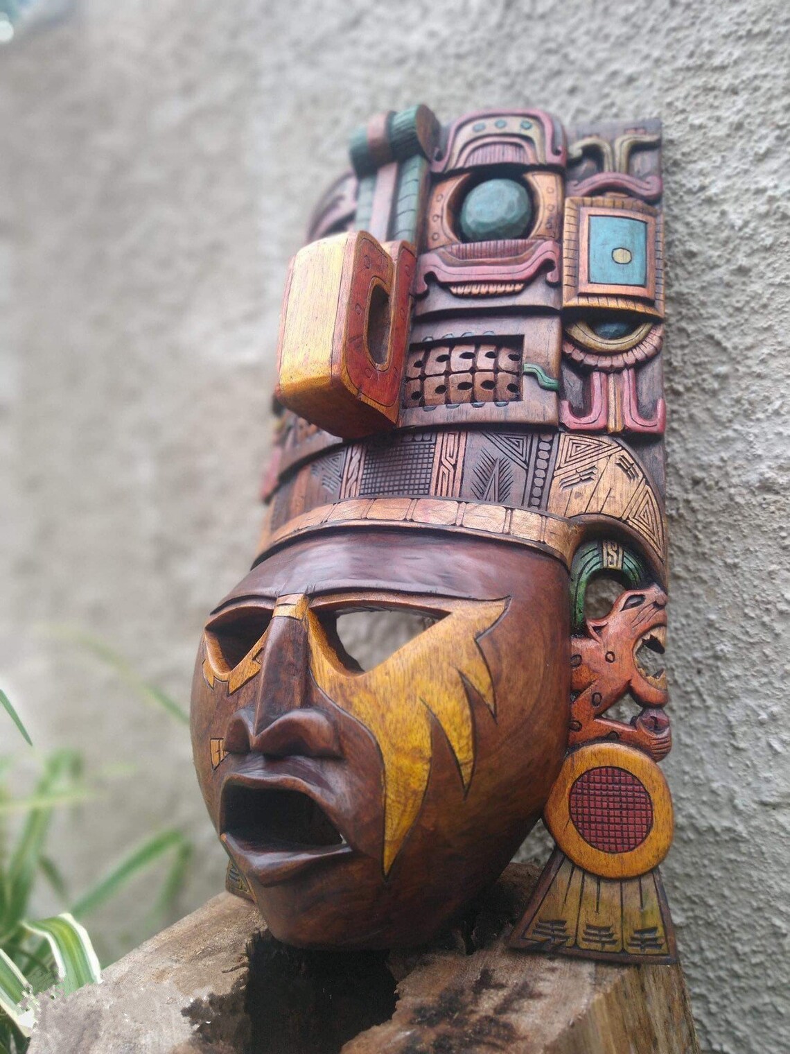Prehispanic Wooden Mask Mayan Culture Mexican Wall Art Hand - Etsy