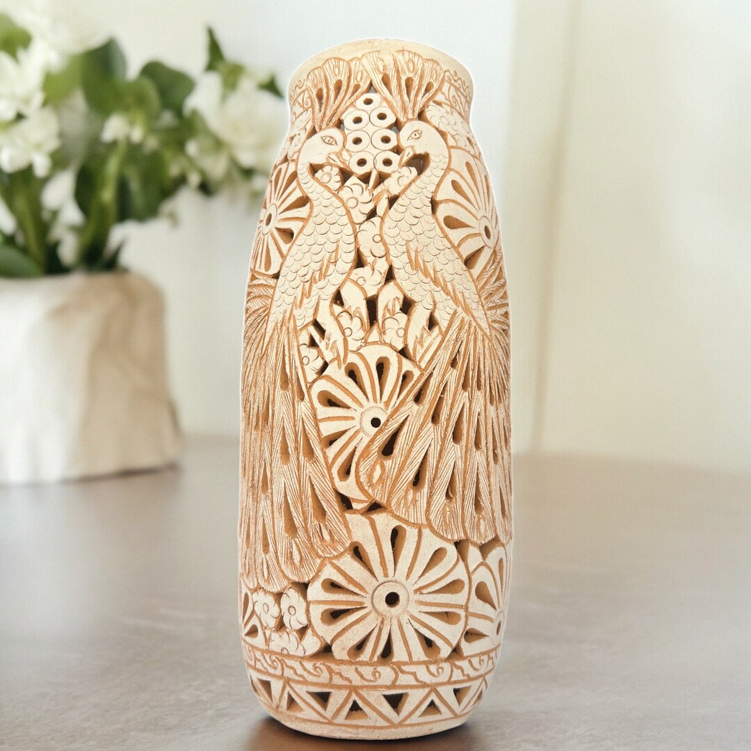 Mexican Pottery, Clay Plant Pot, Pottery Luminary, White Clay Vase ...