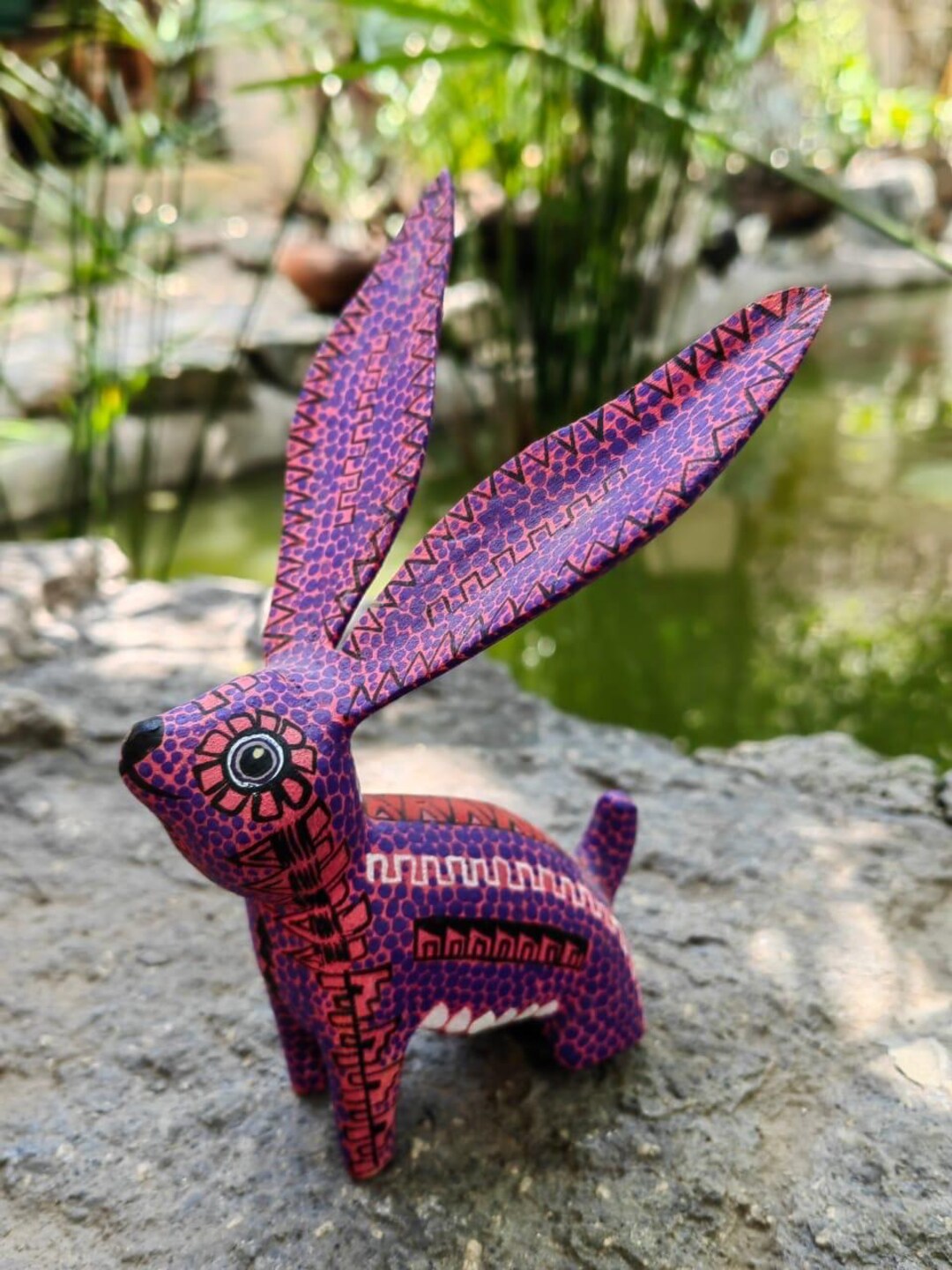 Rabbit Statue Mexican Folk Art Alebrije Sculpture, Wooden Bunny ...