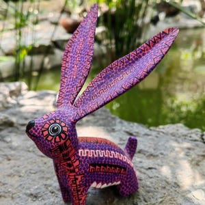 Rabbit Statue Mexican Folk Art Alebrije Sculpture, Wooden Bunny ...