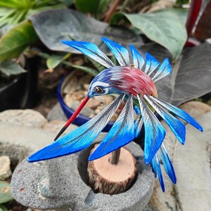 Hummingbird Statue With Stand Mexican Folk Art Alebrije Sculpture ...