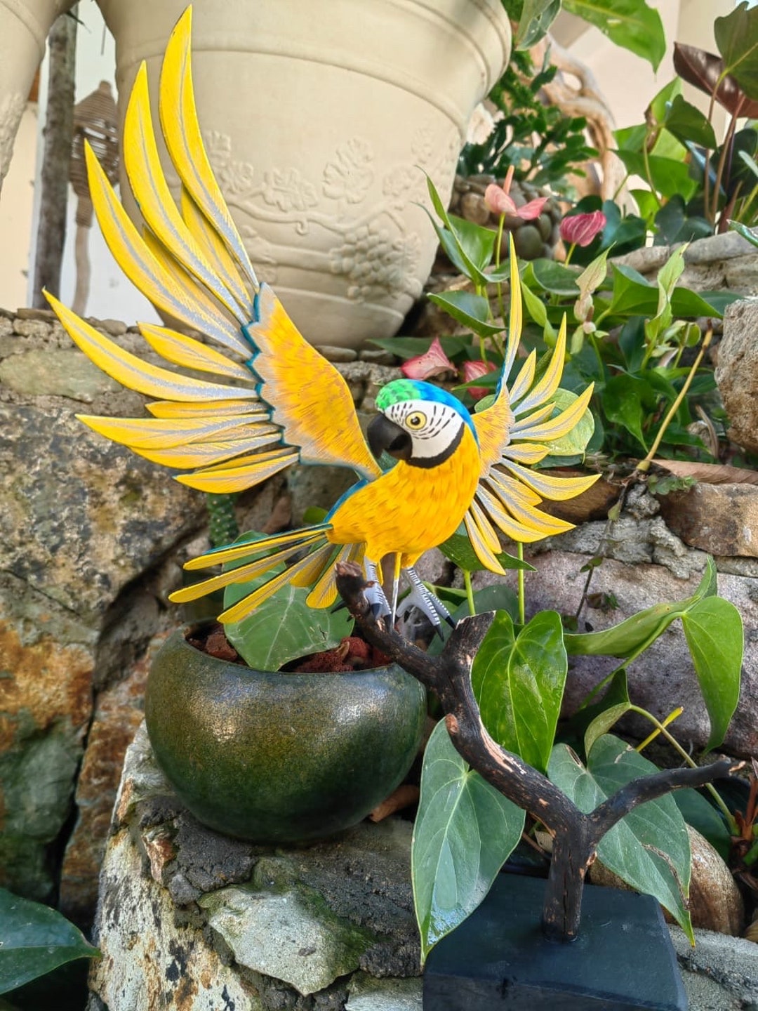 Parakeet Bird Statue Mexican Art Alebrije Sculpture, Wooden Parrot ...
