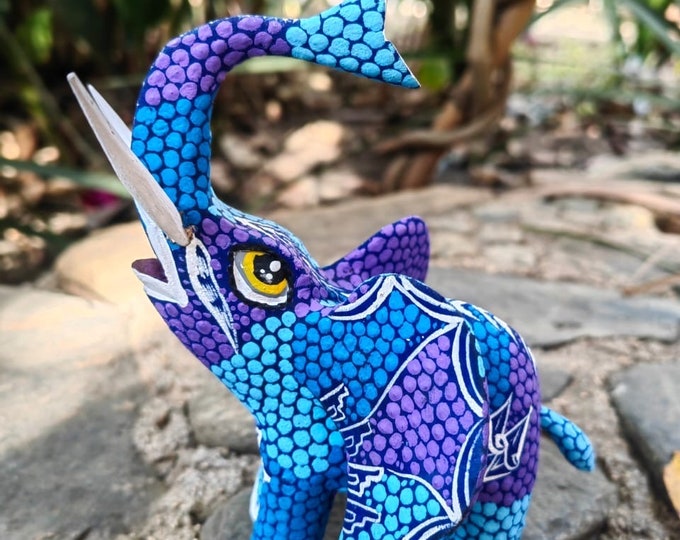 Elephant Sculpture Mexican Folk Art Alebrije Figurine, Wooden as ...