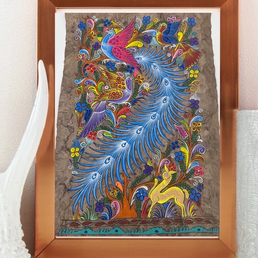 Bird Painting Painted on Amate Paper, Original Amate Paintings in ...