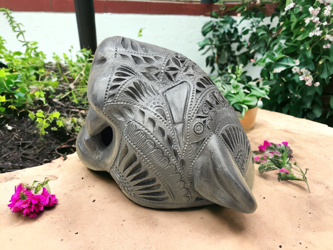 Jaguar Head Luminary of Black Clay From Oaxaca Mexico, Handmade and ...