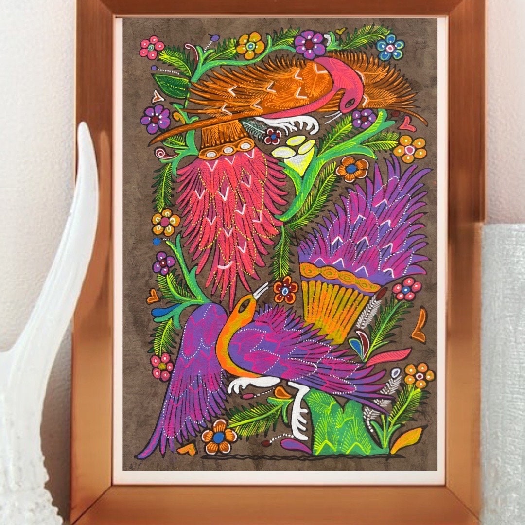 Bird Painting Painted on Amate Paper, Original Amate Paintings in ...