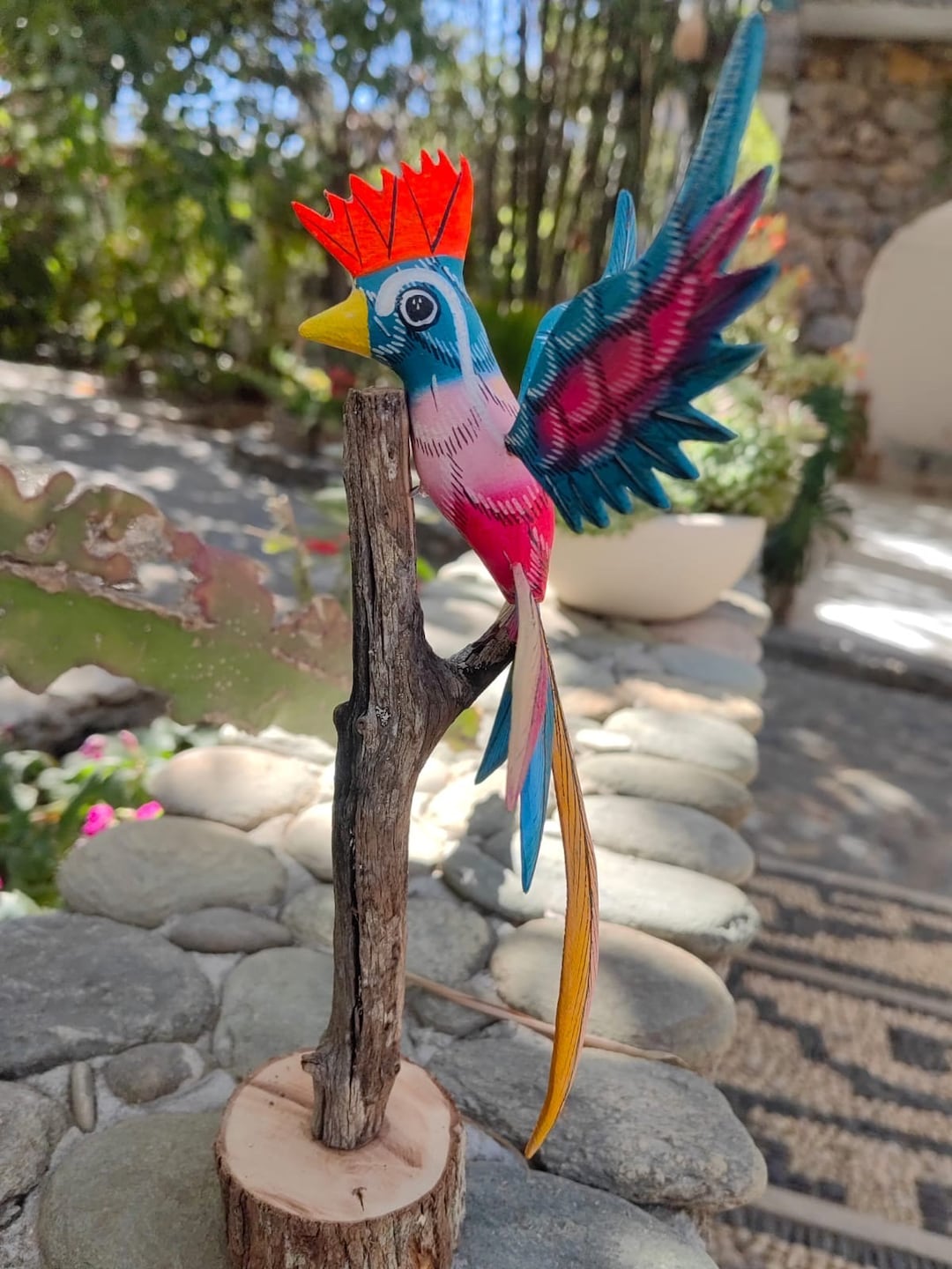 Quetzal Bird Authentic Oaxacan Wood Carving Statue Mexican Folk Art ...